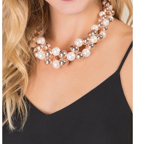 Jewelry | Pearl And Rose Gold Statements Necklace | Poshmark